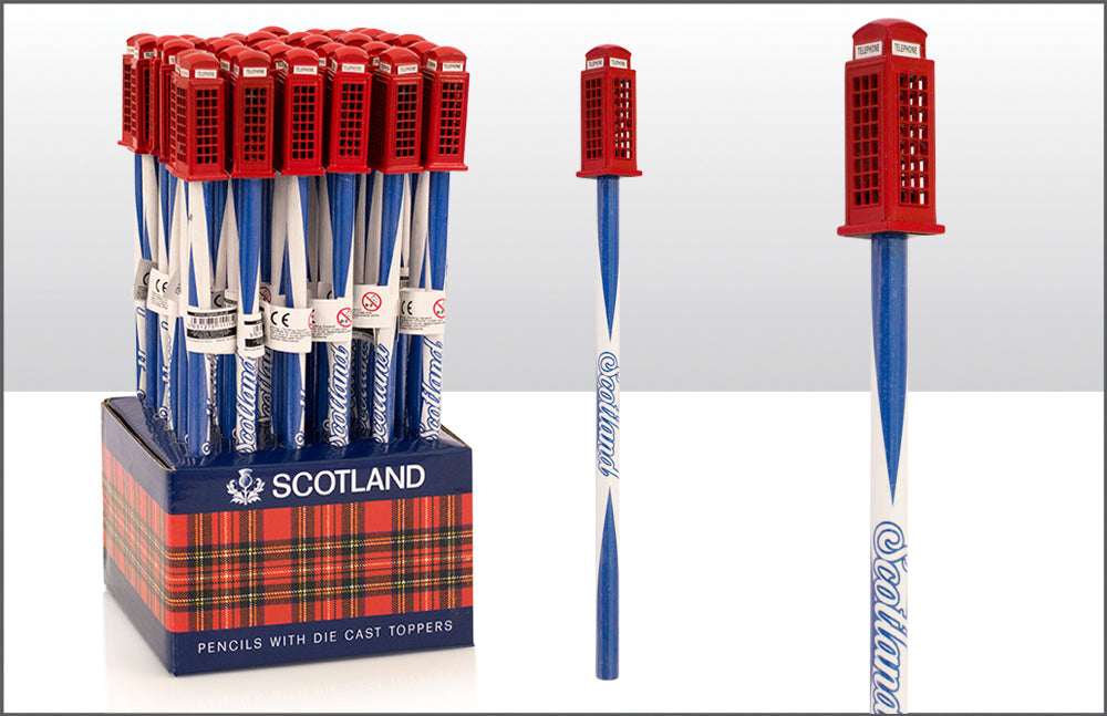 Phone Box Pencil Topper/Scotland – Tartan Weaving Mill